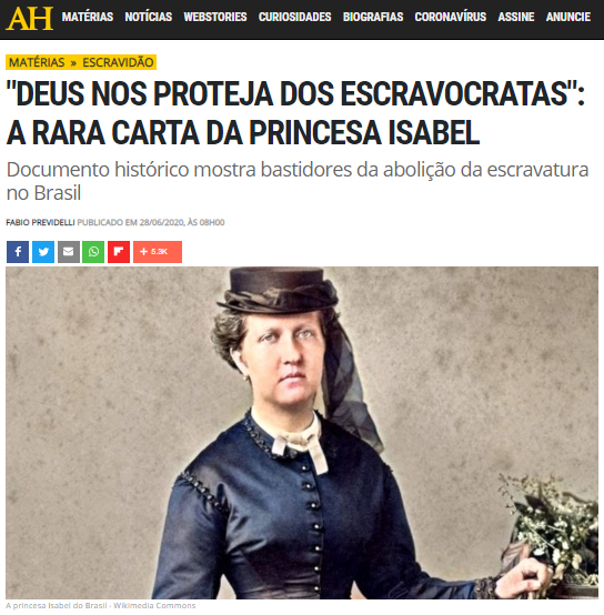 Carta prova que princesa Isabel tinha um projeto progressista para o ...